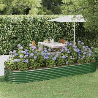 vidaXL Vidaxl - Lit sur&eacute;lev&eacute; de jardin Acier enduit de poudre 322x100x36cm Vert