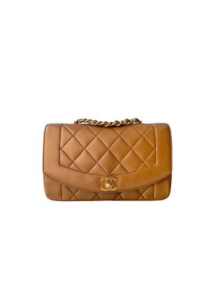 Chanel vintage beige leather small Diana flap bag