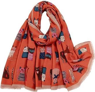 GFM &Eacute;charpe imprim&eacute;e chats - Printemps &Eacute;t&eacute; - F&ecirc;te des m&egrave;res, anniversaire, No&euml;l (CTSCF-B), Ct-30-nrg-orange rouille, L