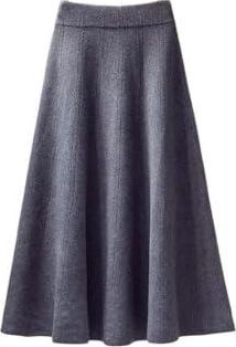 Generic Jupe En Tricot &Agrave; Taille Haute Pour Femme, Longueur Moyenne, Amincissante, Pour LHiver, gris, M