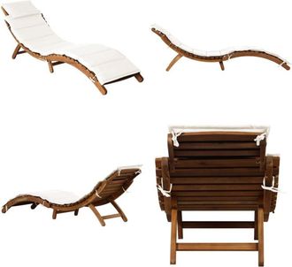 vidaXL Vidaxl - Sonnenliege mit Auflage Massivholz Akazie Creme - Sonnenliege - Gartenmöbel - Holzliege - Akasie Möbel - Outdoor Möbel - Home & Living
