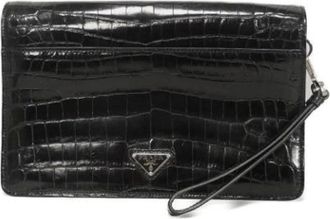 Prada Pre-owned Sac pochette Coccodrillo Prada - Femme - Pre-owned - Noir - Taille: ONE Size