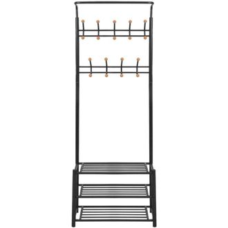 vidaXL Garderobe mit Schuhablage 68&times;32&times;182,5 cm Schwarz Vidaxl