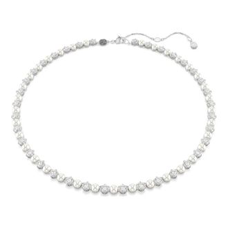 Swarovski Collier Unisex Matrix Tennis Collier Perle de Cristal Coupe Ronde Blanc Rhodi&eacute; 5689623 - Femme - Accessoires - Gris - Taille: ONE Size