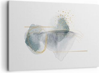 Arttor Wandbilder Dekoration Wohnzimmer Aquarell Flecken Gold Bilder auf Leinwand 120x80cm Leinwandbild Schlafzimmer Küche Deko Wand Kunstdruck Art Groß XXL 