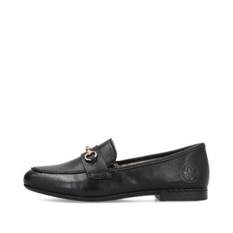 Rieker Schwarze Leder-Mokassins mit goldener Schnalle - - Shoes - Damen - Schwarzk - 38 EU
