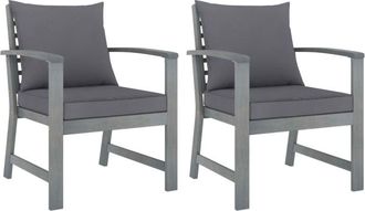 vidaXL Vidaxl - Chaises de jardin 2 pcs avec coussins gris fonc&eacute; Bois dacacia