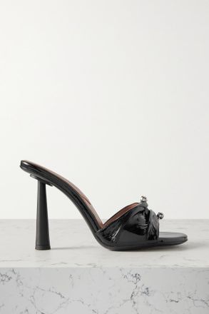 D'accori Mules En Cuir Verni &Agrave; Fronces Et &Agrave; Ornements Heat - Noir