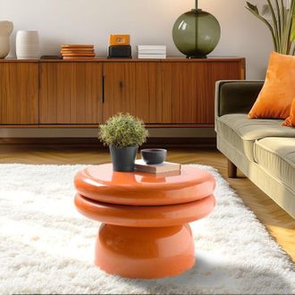 Macabane HORTENSE - Table dappoint design en fer couleur orange fluo