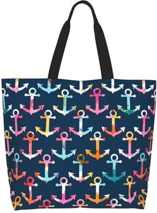 Generic Ancre Nautique Sac A Main Femmes R&eacute;utilisable Tote Bag Imperm&eacute;able Sac Cabas Pour Gym Shopping Quotidienne