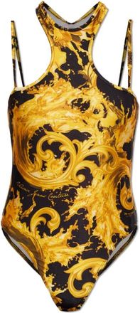 Versace Jeans Couture Femme, Tops, Jaune, Taille: 36 FR Body imprim&eacute; &agrave; &eacute;paules d&eacute;nud&eacute;es