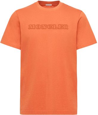 Moncler Moncler T-shirt En Jersey De Coton &Agrave; Logo, Homme, Orange, Taille: Xxl