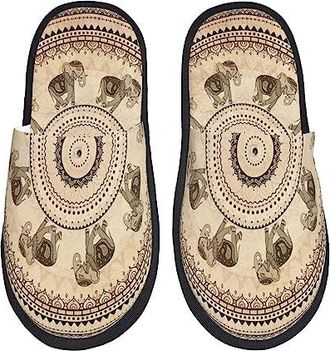 Generic Pantoufles De Voyage Mandala &Eacute;l&eacute;phant Doux Pantoufles Unisexe Chaussons Pour Homme Camping H&ocirc;tel L