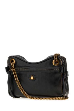 Vivienne Westwood Womens Black Leather Medium Dolce Shoulder Bag Aw26-Black-Beige Borse A Mano Aw26-black/beige