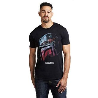 Star Wars Mandalorian pour Homme - T-Shirt avec Casque, Casque Noir, XL UK