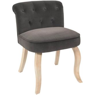 Altobuy NORA - Fauteuil Avec Dossier Capitonn&eacute; Velours Anthracite