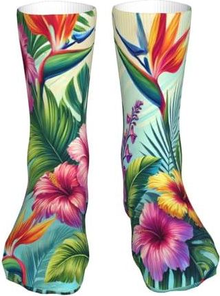 Generic Fleurs Style Insulaire Hawaï Chaussettes Rigolotes Chaudes Chaussette Homme Respirantes Chaussettes Pour Homme Cyclisme Adulte 40Cm