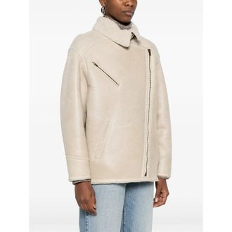 Isabel Marant Wool-Blend with Sherpa Collar Coat - Beige