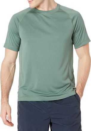 Amazon Essentials Herren Schmal Geschnittenes, Kurzärmeliges, Schnelltrocknendes UPF 50-Bade-T-Shirt, Grün, XS