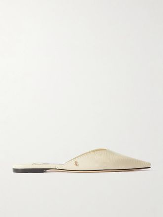 Jimmy Choo London Vivi Pantoletten Aus Leder Mit Eidechseneffekt - Wollwei&szlig;