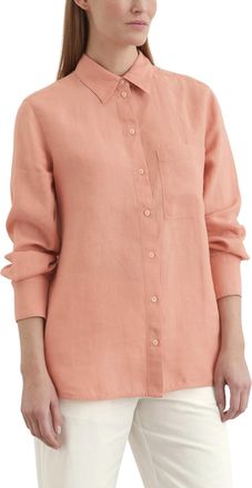 Marc O'Polo Damen Leinenhemd Langarm Regular Fit, Rosa (Mellow Peach), 38