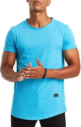 LEIF NELSON T-shirt dété pour homme - Col rond - 100 % coton - Coupe droite - Col rond - Décontracté - Basique - Manches courtes, Turquoise., XXL