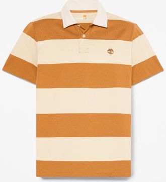 Timberland Kurz&auml;rmeliges Rugby-Poloshirt mit Streifendesign f&uuml;r Herren in Beige/Gelb, Herren, Beige, Gr&ouml;&szlig;e