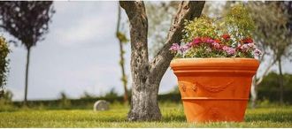 Monacis Vase en polym&egrave;re Monacis &agrave; double bord festonn&eacute; en terracotta &Oslash;90 (90X72h)