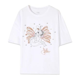 Oltre Winx T-Shirt mit Print und Pailletten - - Tops - Damen - Wei&szlig; - L