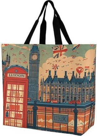 Generic JAime Londres Sac A Main Femmes L&eacute;ger Sacs De Courses Grand Sac Fourre-Tout Pour Quotidienne Shopping Gym