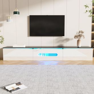 Merax Hochglanz LED TV-Schrank TV-Board TV Lowboard Sideboard Wohnzimmer Fernsehschrank Fernseher Tisch TV M&ouml;bel 180 cm,Bluetooth Steuerung, Wandmontage m&ouml;g