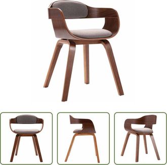 vidaXL vidaXL Stuhl Bugholz - Esszimmerstuhl Taupe Bugholz und Stoff