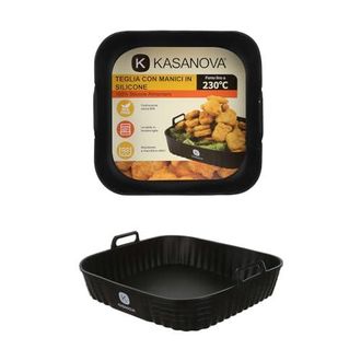KASANOVA 1 22x20cm Silikon-Hei&szlig;luftfritteusenpfanne-Schwarz