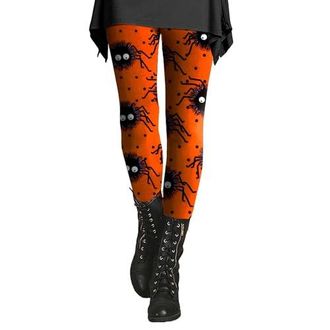 Generic Cellulite Legging avec poches Pantalon amincissant avec motif floral et coupe ajust&eacute;e pour femme Noir/rouge, Orange, 3XL