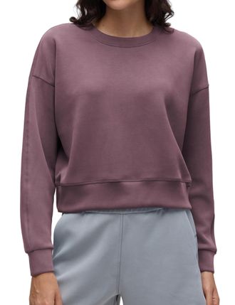 CRZ YOGA Damen SoftAura Oversized Sweatshirt Langarm Shirt Basic Workout L&auml;ssig Rundhalsausschnitt Pullover Reife Pflaume 38