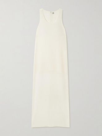 Toteme Midikleid Aus Krepon Aus Einer Baumwoll-seidenmischung - Ecru