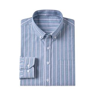Generic Chemise Oxford classique &agrave; manches longues pour homme, coupe ajust&eacute;e, d&eacute;contract&eacute;e, unie, ray&eacute;e, boutonn&eacute;e, 808, XXL