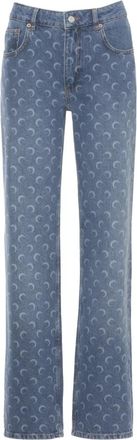 Marine Serre Femme, Jeans, Bleu, Taille: 38 FR Moon Laser Jeans droits
