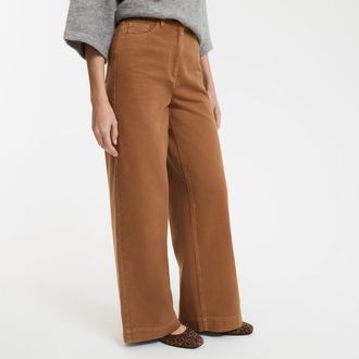 La Redoute Collections Pantalon Large Taille Haute En Twill De Coton