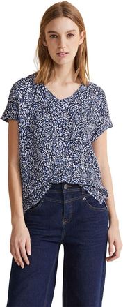 Street One Damen T-Shirt mit V-Ausschnitt intense royal blue 38