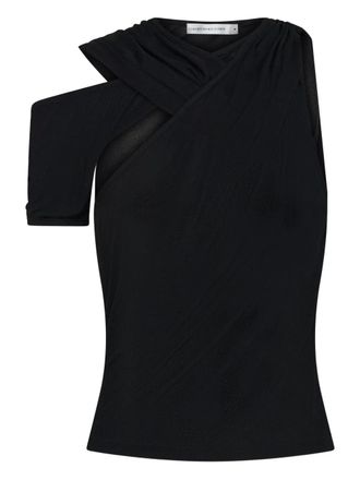 CHRISTOPHER ESBER draped one-shoulder rib top - Noir