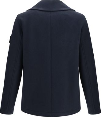 Stone Island Double-Breasted Wool and Cashmere Jacket - Navy