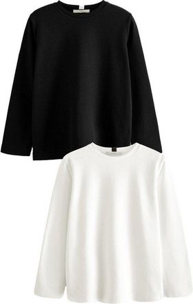 Next Langarmshirt Schweres Langarmshirt mit Rundhals, 2er-Pack (2-tlg)