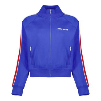 Miu Miu Technisches Garn Zipper Sweatshirt - - Sport - Damen - Blau - S