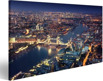 Islandburner Bild Bilder auf Leinwand London bei Nacht mit st&auml;dtischen und Tower Bridge Wandbild, Poster, Leinwandbild LMK