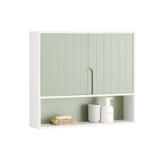 SoBuy H&auml;ngeschrank - Schmaler Wandschrank Bad, Badezimmerschrank h&auml;ngend mit Regal, Bathroom Cabinet, WC-Schrank, Medizinschrank 60&times;54&times;15 cm BZR140-GR