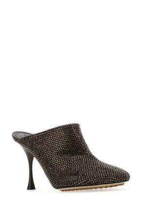 Bottega Veneta Womens Embellished Suede Sparkle Dot Sock Mules 2113 Scarpe Con Tacco High Heel Shoes