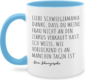 Shirtracer Tasse Tassen 325ml - Beste Schwiegermutter Geschenk Schwiegermama lustig von Schwiegersohn I Spruch Schwiegermama - 325 ml - Hellblau - geschenke schw