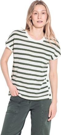 Cecil Damen Gestreiftes T-Shirt, vanilla white, M