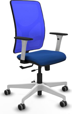 Piqueras y Crespo Schreibtischstuhl mit wei&szlig;en und schwarzen Armlehnen, h&ouml;henverstellbare Lendenwirbelst&uuml;tze, ausgestattet mit Syncro/Traslack und Schneideschaum, Blau/